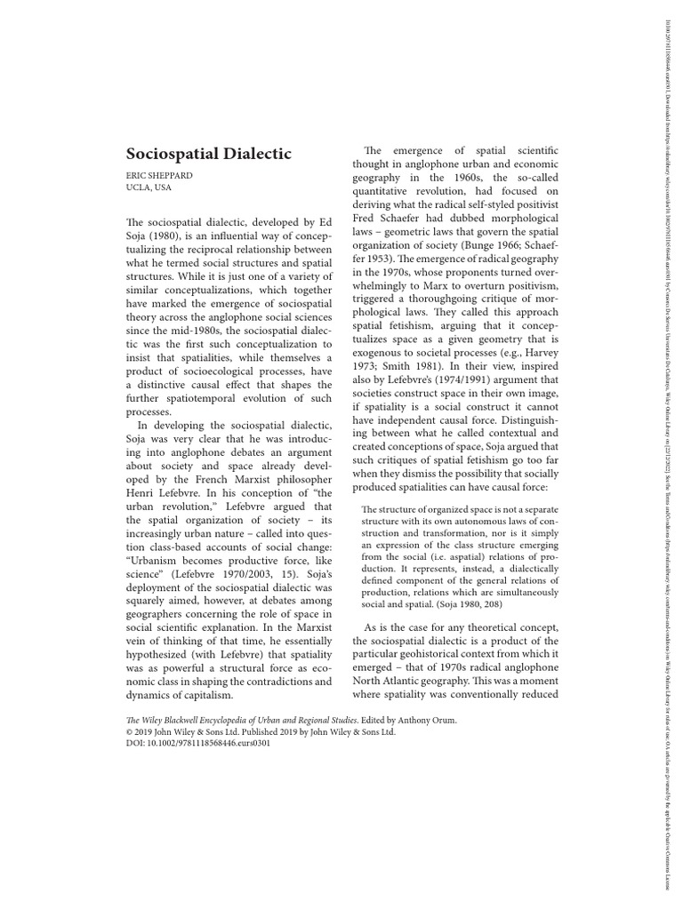 Orum, A.M. and Sheppard, E. (2022) - Sociospatial Dialectic. | PDF ...
