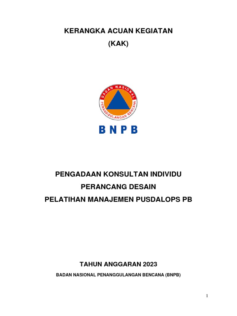 Kak Idrip - Pengadaan Ki Pelatihan Manajemen Pusdalops | PDF