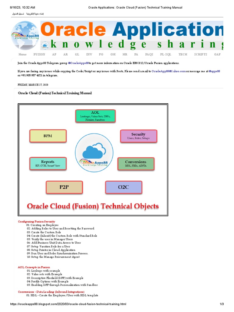 Oracle Applications Oracle Cloud Fusion Technical Training Manual