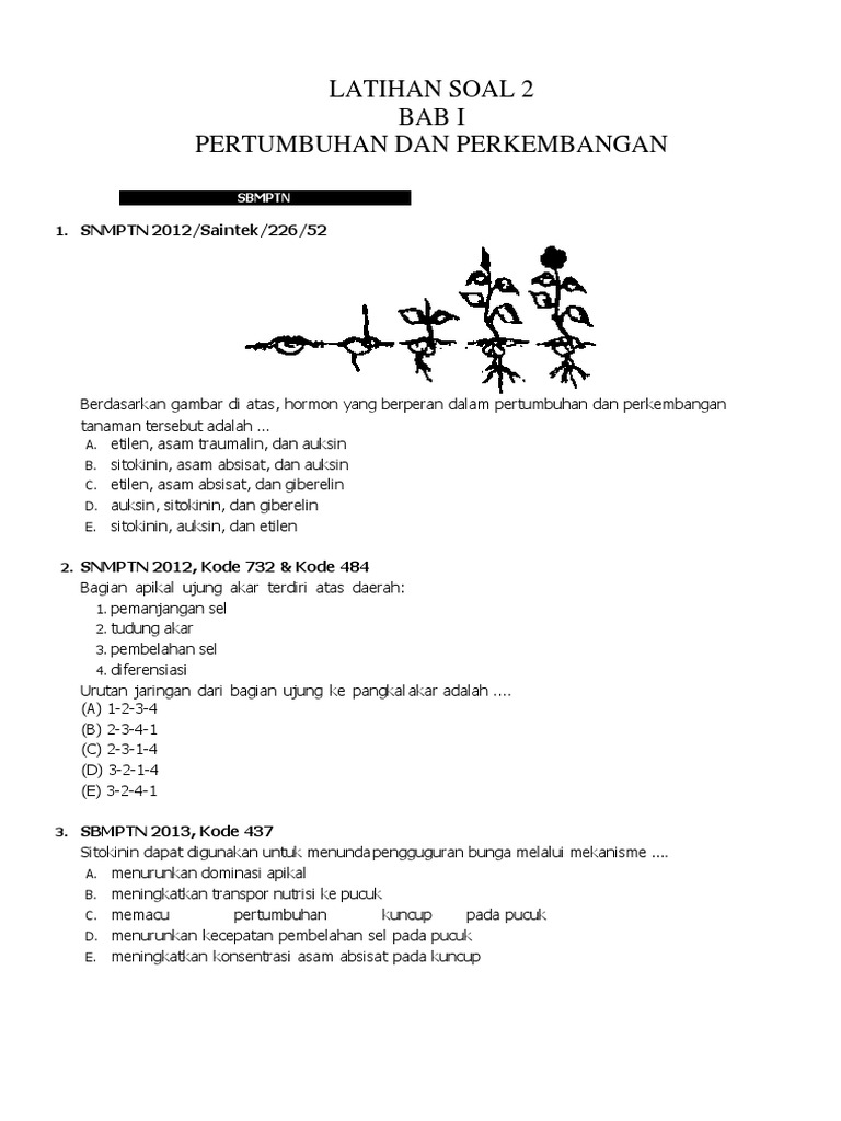Latihan Soal Pertumbuhan, Perkembangan, Perkecambahan Paket 2 | PDF