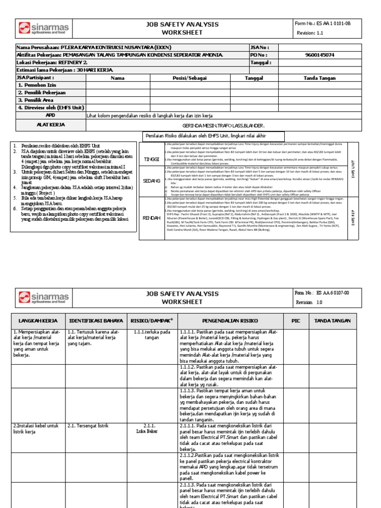 Jsa Pemasangan Talang Tampungan Kondensi Amonia | PDF