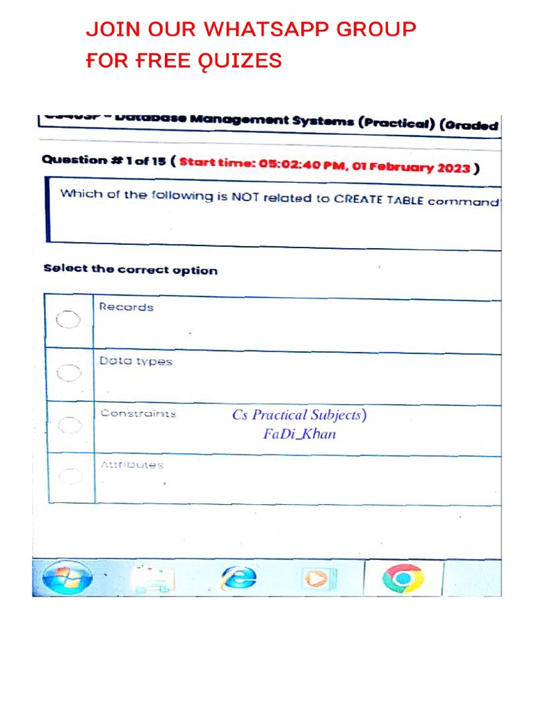 Cs403P Graded Quiz No.3 Sol by CPS - FaDi - KhaN? | PDF