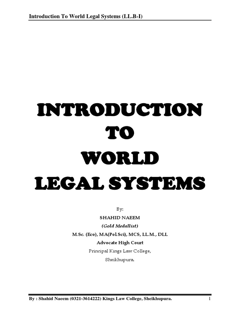 Introduction To World Legal Systems | PDF