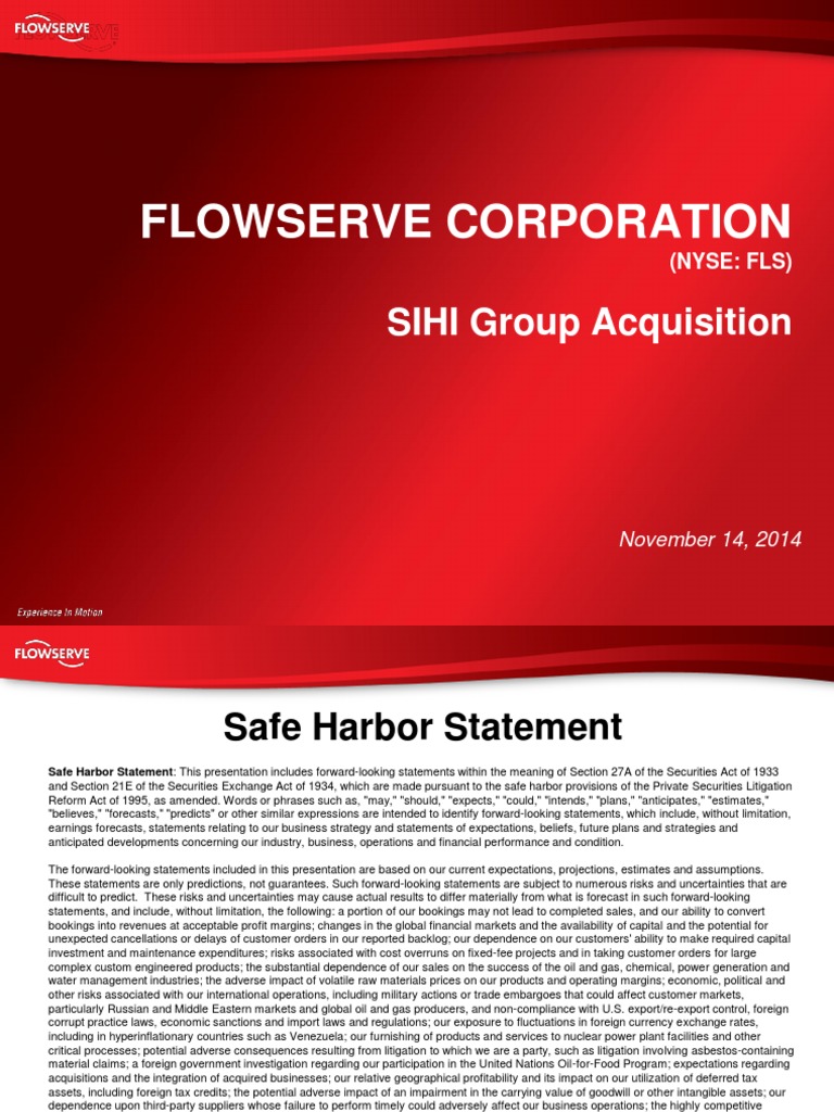 Flowserve SIHI Acquisition Overview | PDF | Technology & Engineering