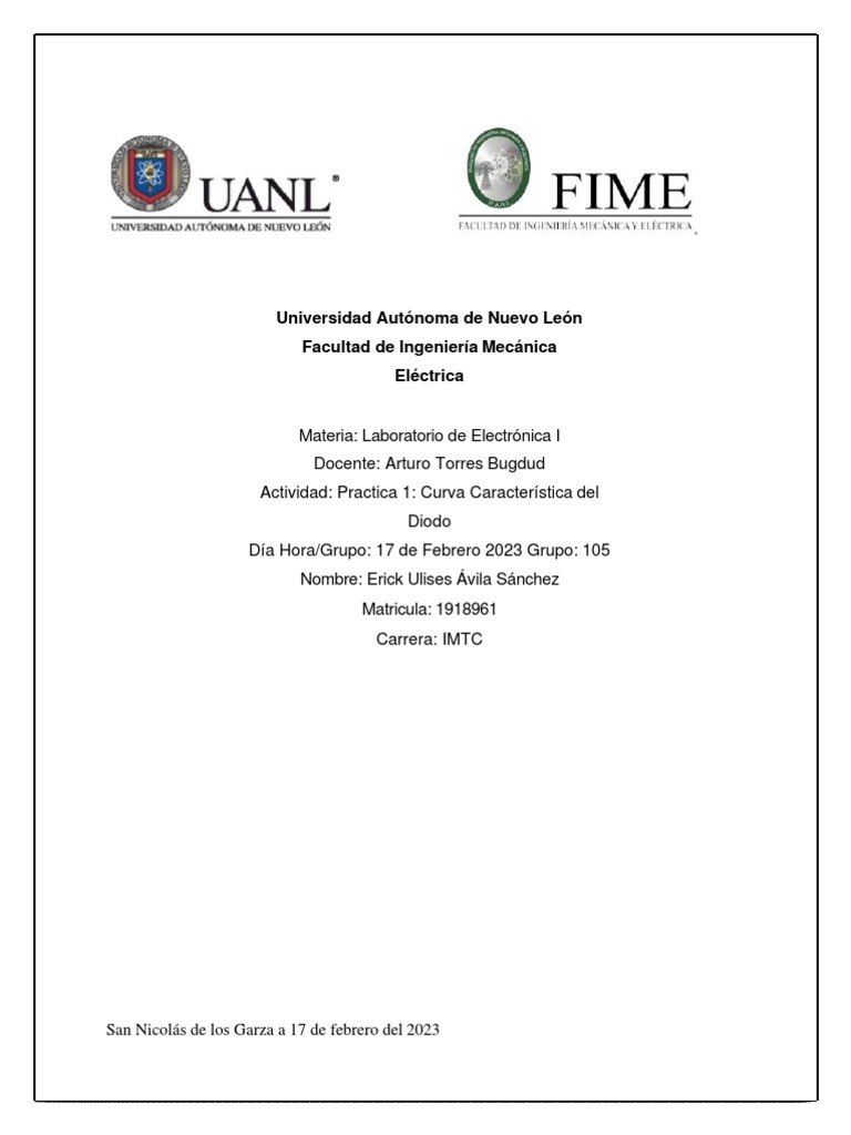 Practica 1 Laboratorio De Electronica Pdf Diodo Electrónica