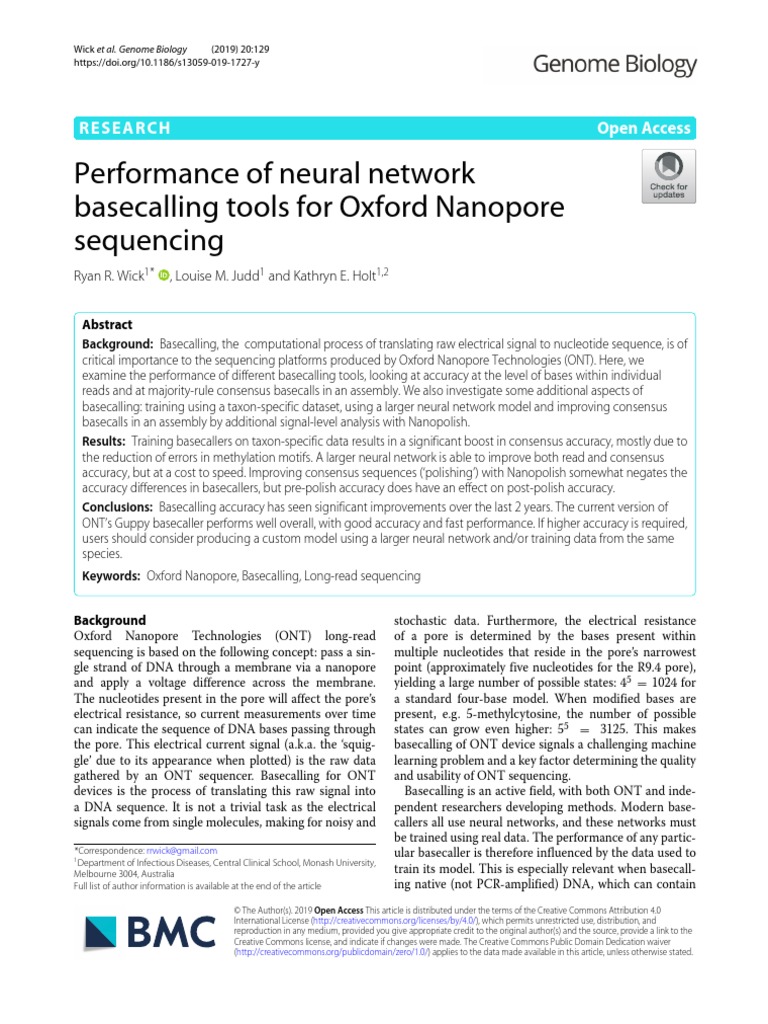 Performance of Neural Network Basecalling Tools For Oxford Nanopore Sequencing | PDF | Dna ...