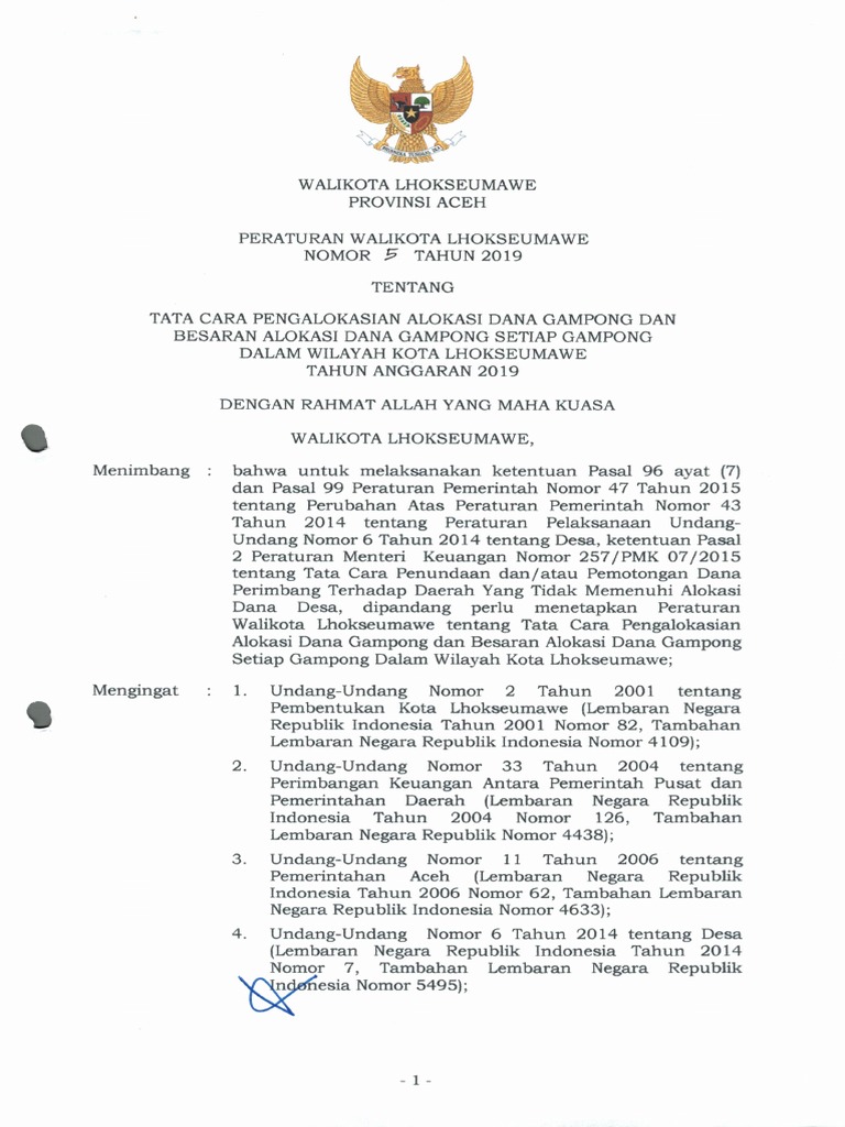 Perwal Nomor 5 Tahun 2019 | PDF