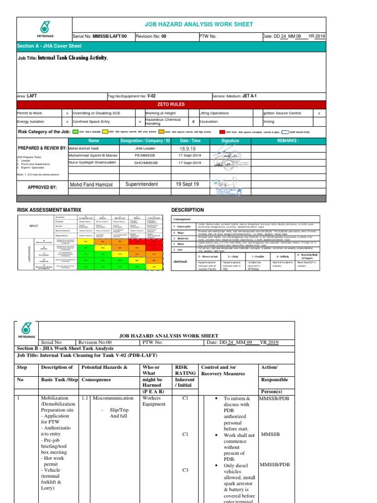 JHA - Internal Tank Cleaning Activity.-Signed-Signed | PDF