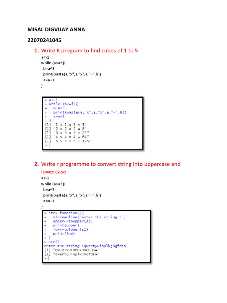 R Programming Exercises for Beginners | PDF