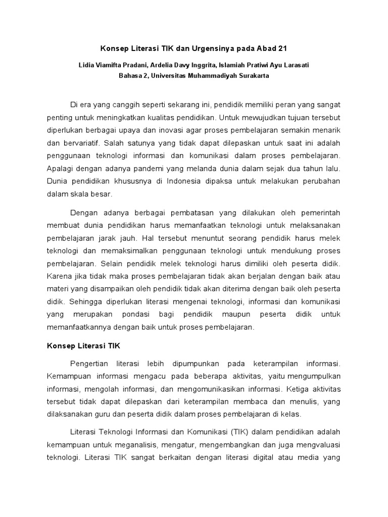 Konsep Literasi TIK Dan Urgensinya Pada Abad 21 | PDF | Karier & Perkembangan | Ilmu Sosial