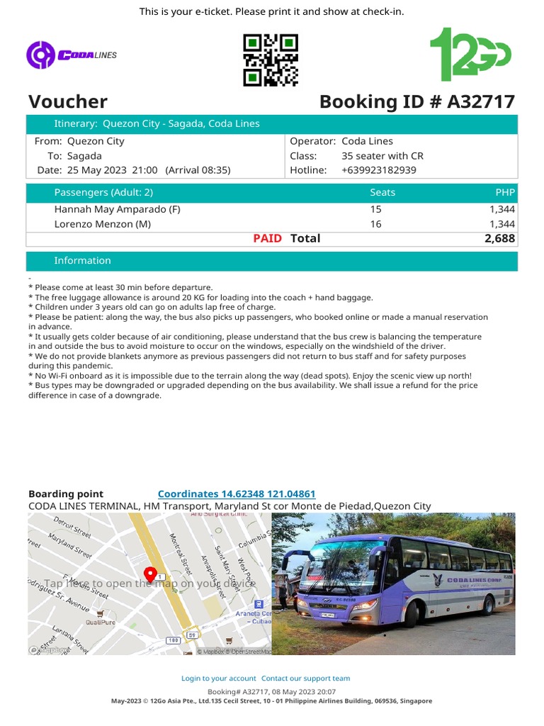 MNL To Sagada Bus Ticket | PDF