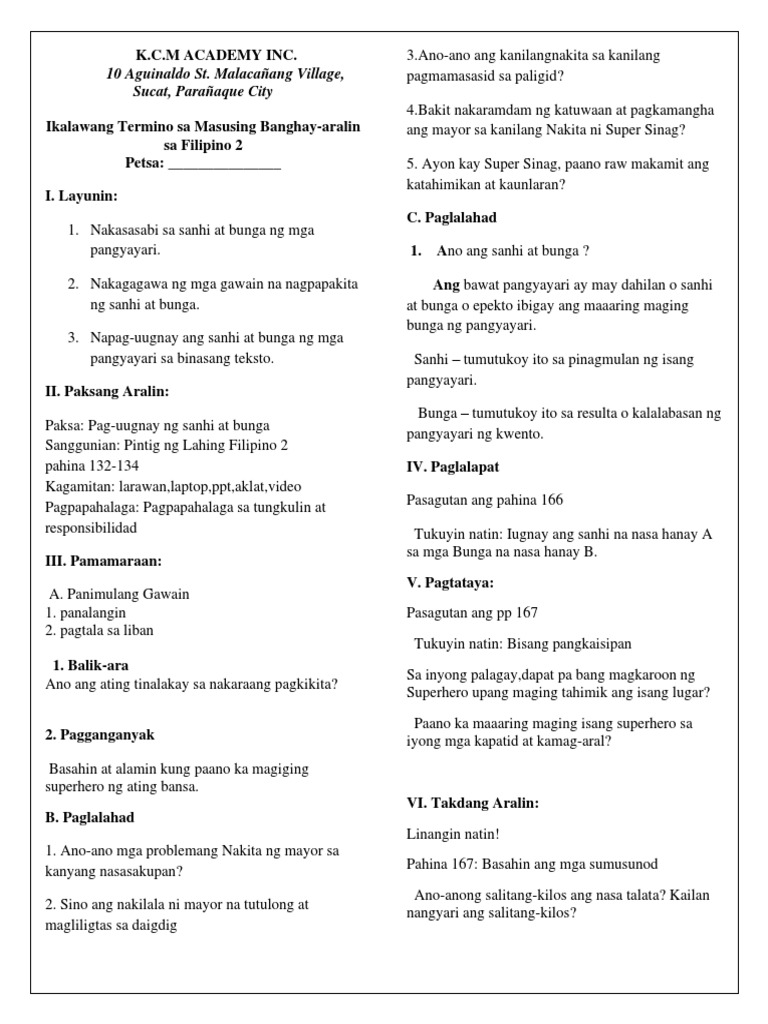 Lesson Plan 2nd Term Filipino Grade 2 | PDF