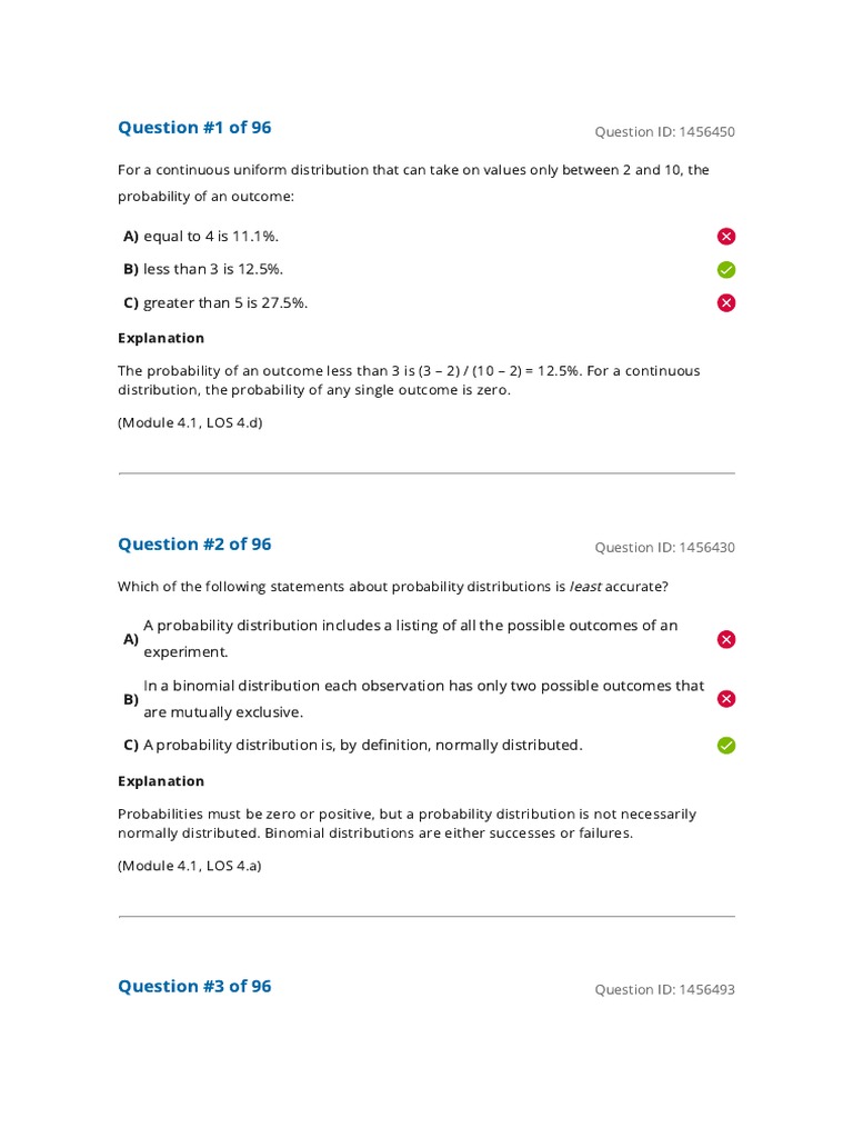 Reading 4 Common Probability Distributions - Answers | PDF