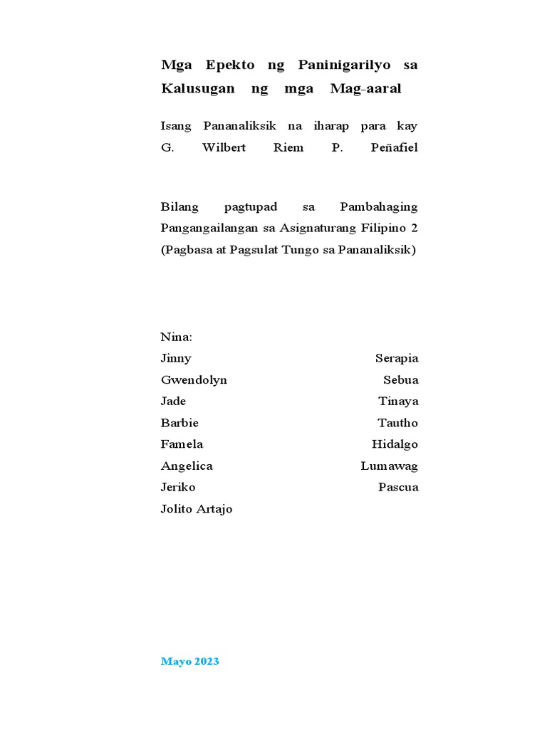 PANINIGARILYO | PDF