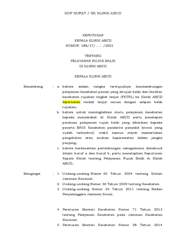 3.11 SK KLINIK ABCD PRB 2022 Rev1 | PDF