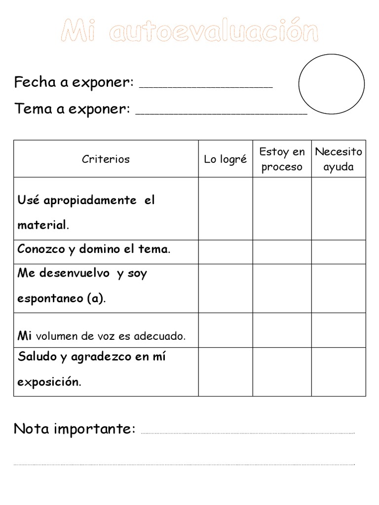 Mi Autoevaluación de Exposición | PDF