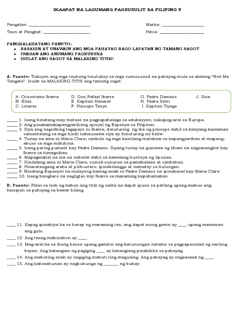 4TH Quarter Summative Test Fil.9 | PDF | Social Science | Foreign ...