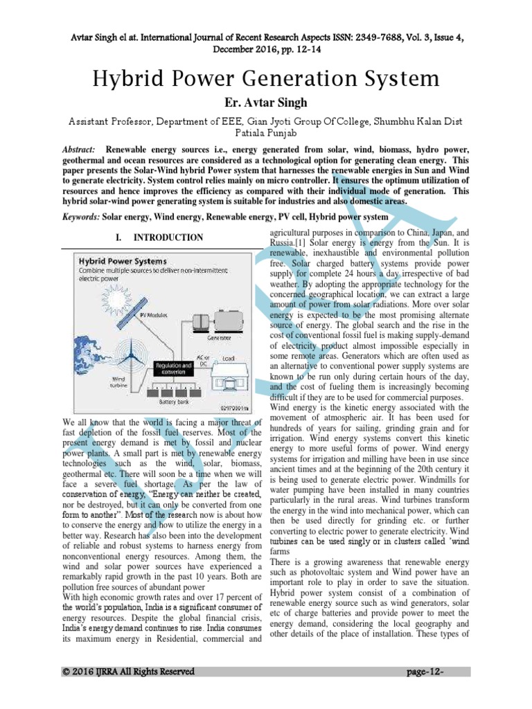 Hybrid Power Generation System | PDF