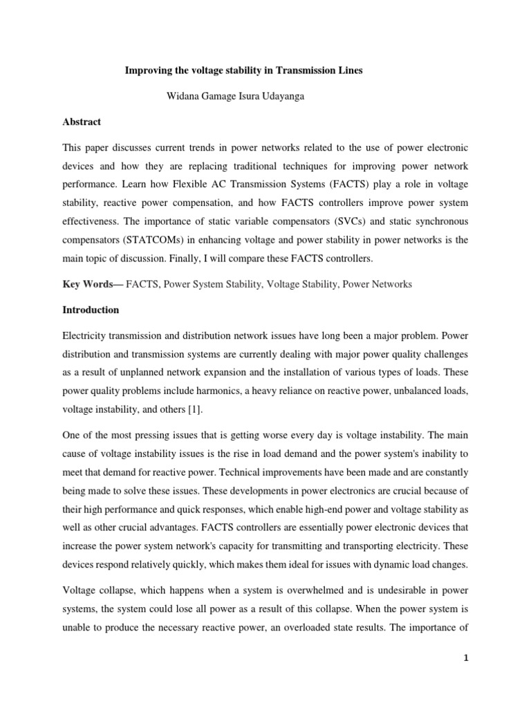 Voltage Stability Improvement - Isura | PDF | Ac Power | Electric Power ... Voltage Stability Improvement - Isura | PDF | Ac Power | Electric Power ...