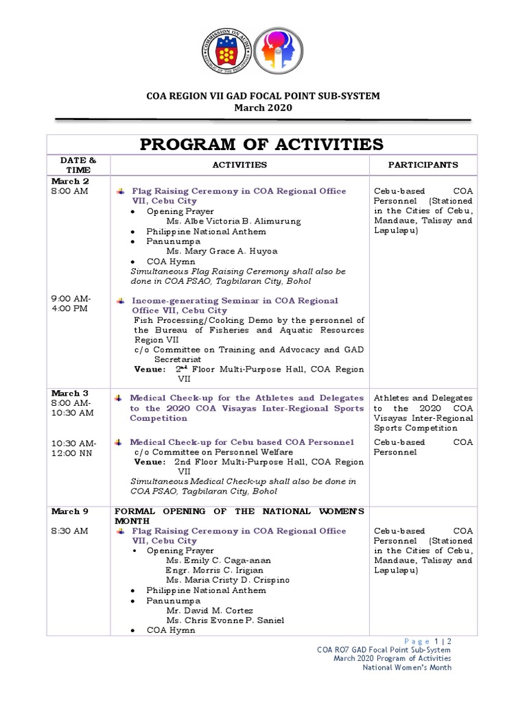 Annex A Program of Activities | PDF | Philippines