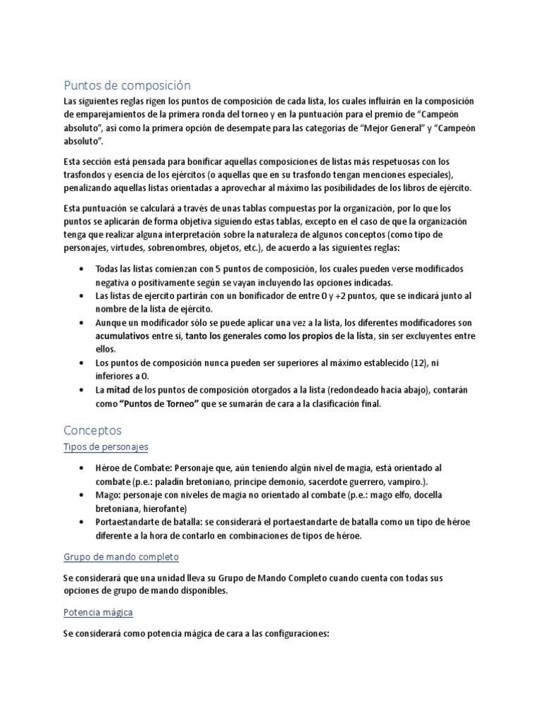 Entre Vinas - Torneo Warhammer Fantasy - Tablas de Composicion-6 | PDF