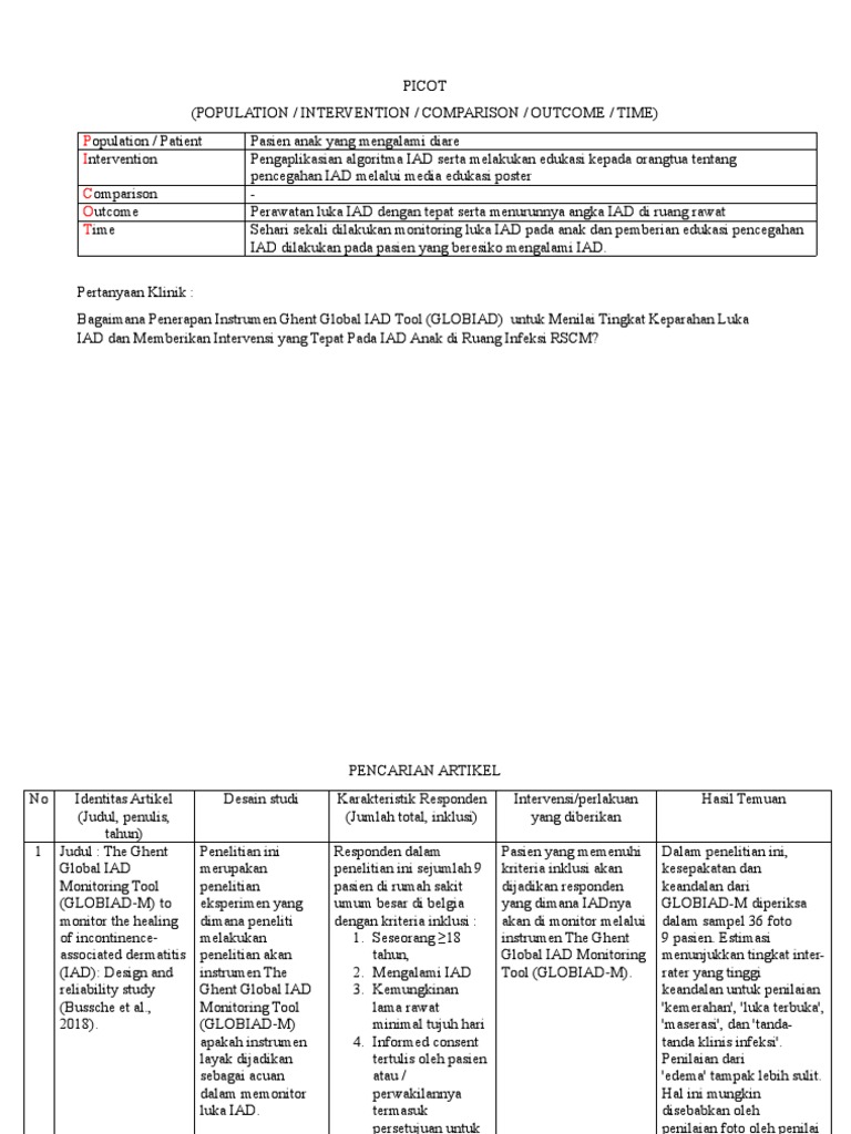 PICOT & Pencarian Artikel | PDF