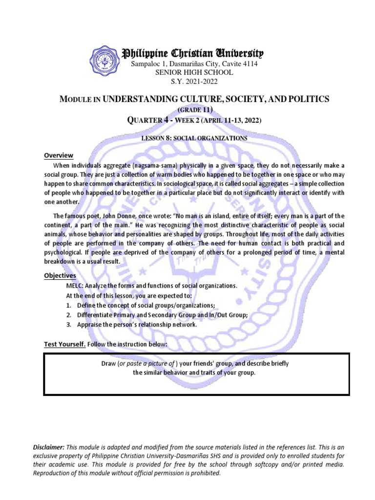 Ucsp 4Q Module WK 2 | PDF