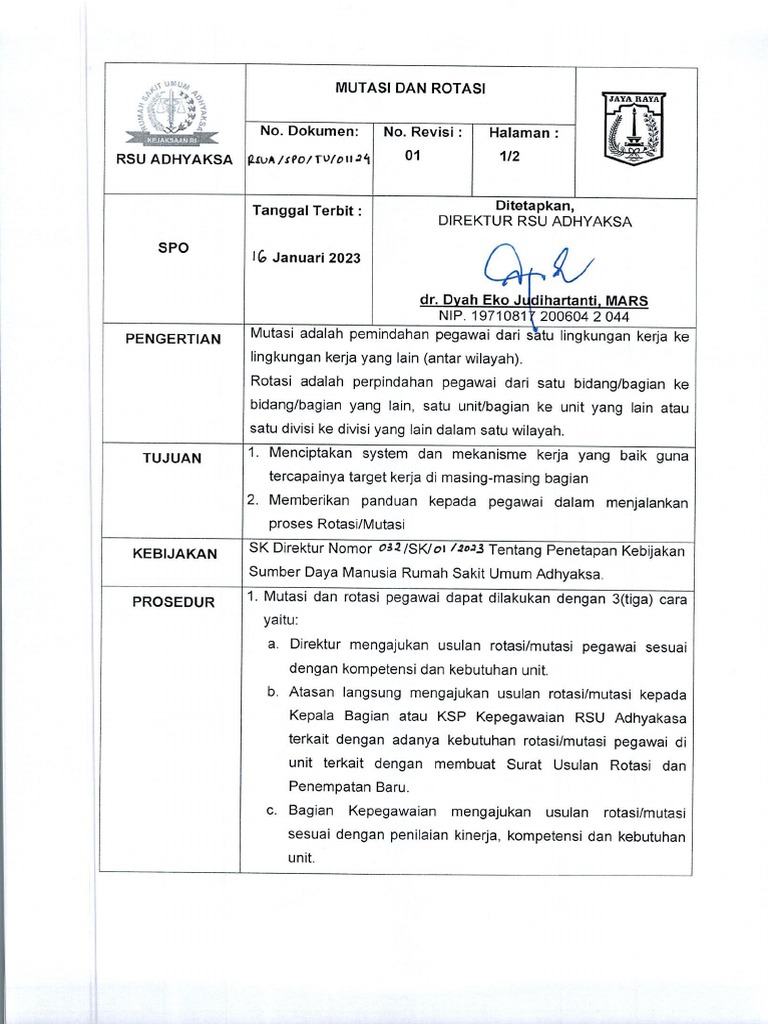 SPO Rotasi Dan Mutasi | PDF