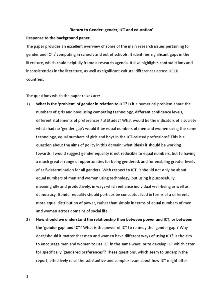 Return To Gender: Gender, ICT and Education' | PDF | Literacy | Gender