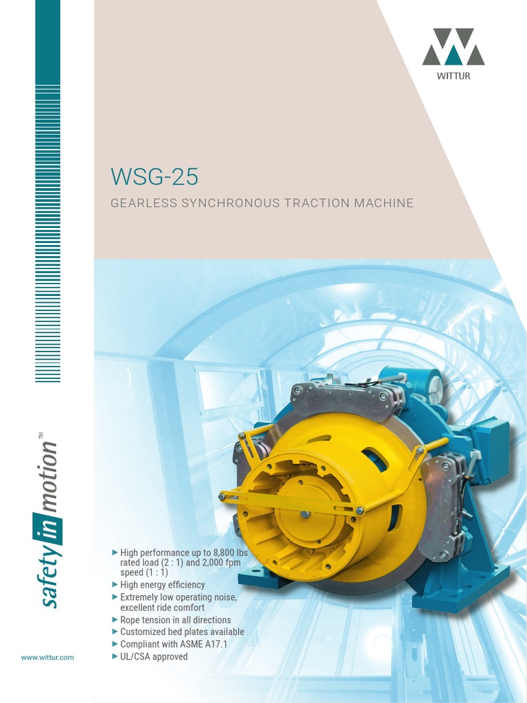 Wittur WSG-25 Gearless Synchronous Traction Machine Manual | PDF