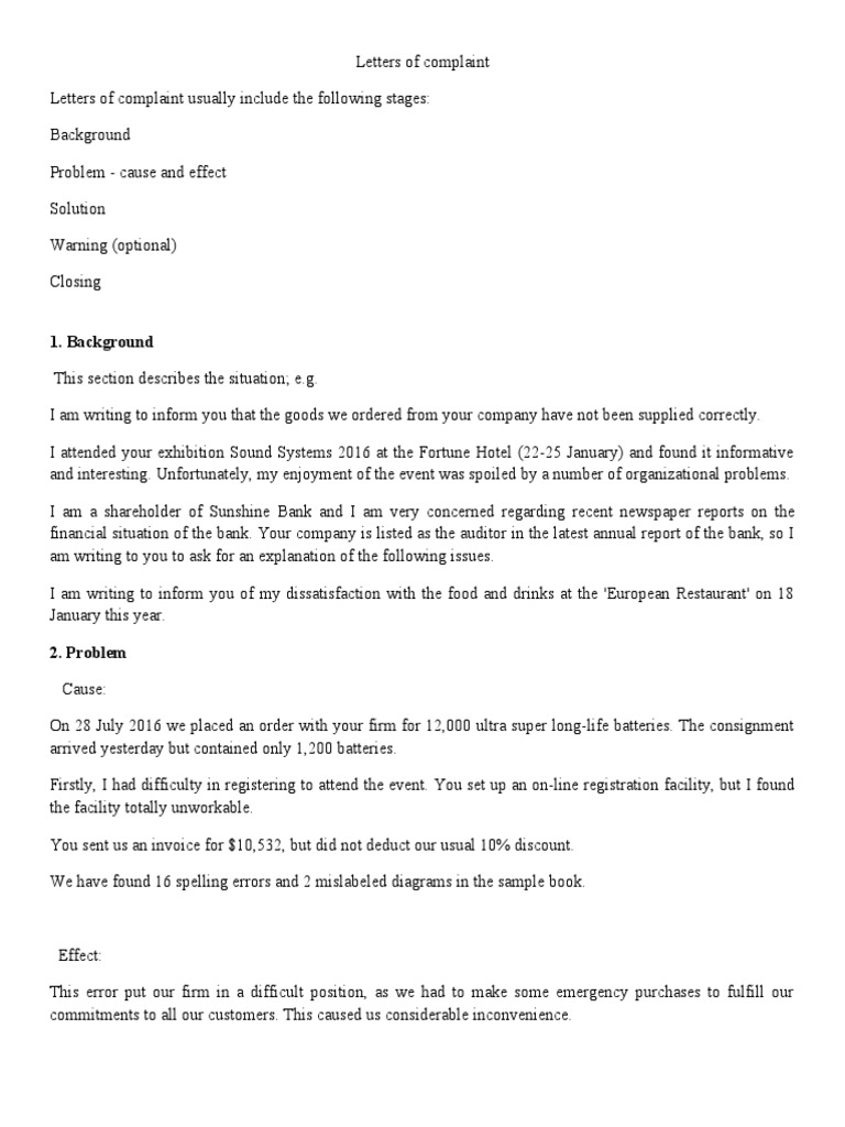 Letters of Complaint | PDF | Receipt