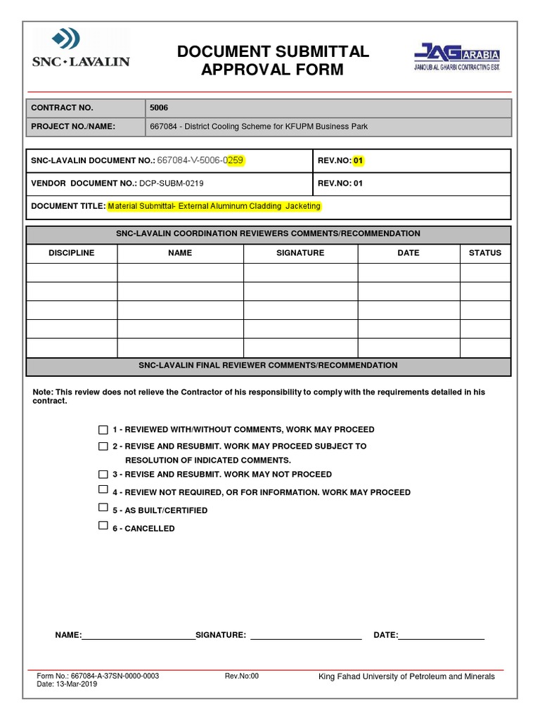 Format For Submittal Aconex | PDF