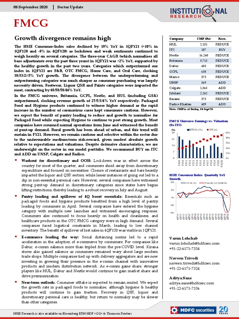 FMCG HDFC Report | PDF