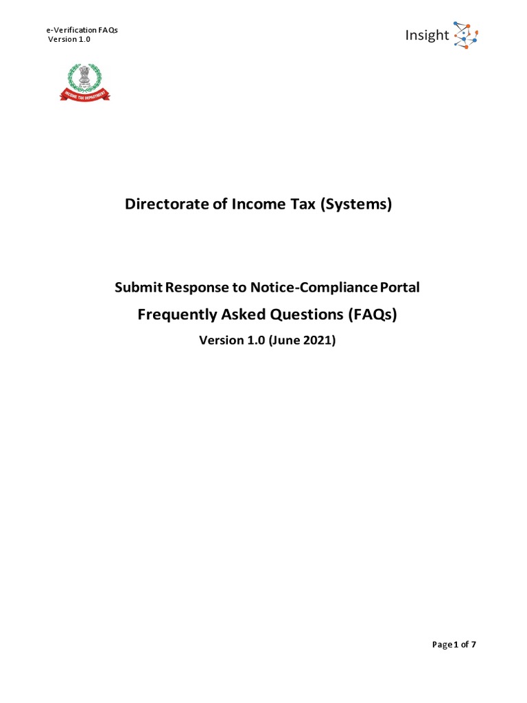 Submit Response To Notices - FAQs For Compliance Portal Users V1.0 | PDF