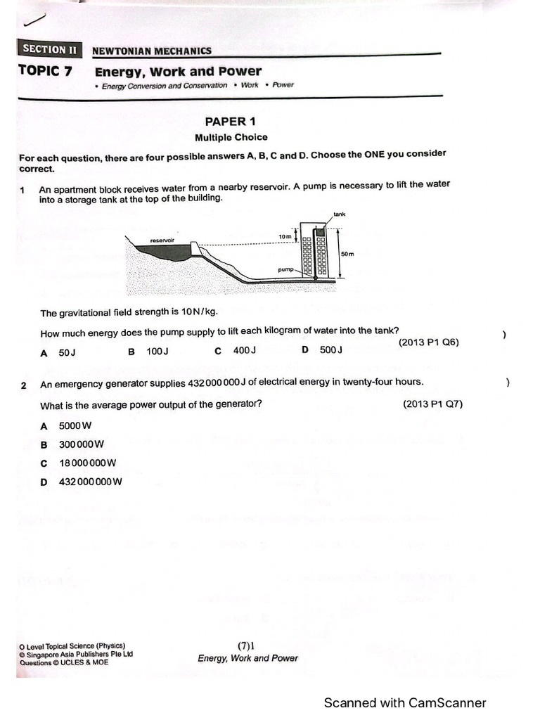Topic 7 Work Energy Power | PDF
