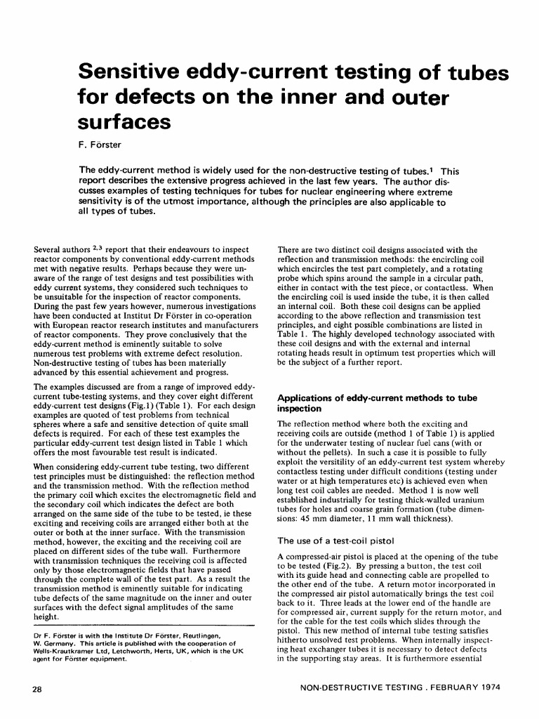 ECT of Tubes | PDF | Mechanical Engineering | Applied And Interdisciplinary Physics