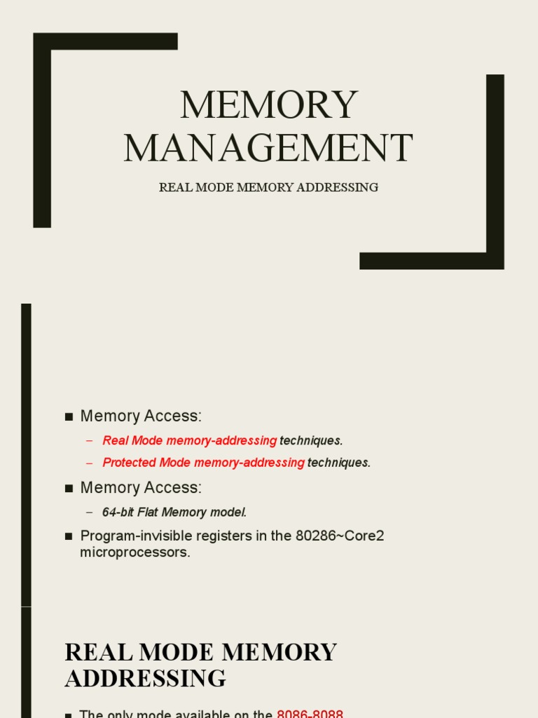 Real-Mode Memory Addressing | PDF | Computer Data Storage | Computer Engineering