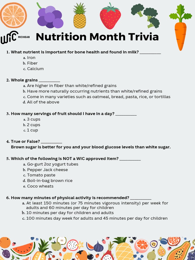 Nutrition Month Trivia Guide | PDF | Wic | Whole Grain
