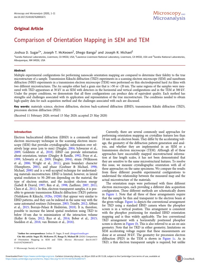Comparison of Orientation Mapping in SEM and TEM | PDF | Teaching ...
