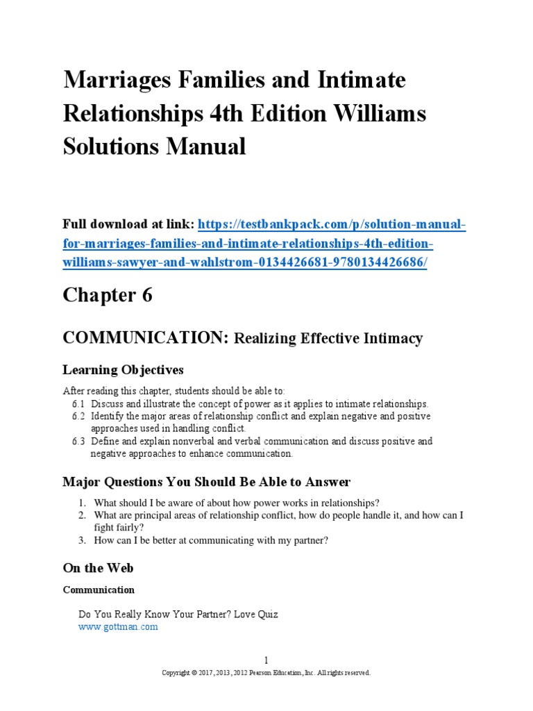 Marriages Families and Intimate Relationships 4th Edition Williams ...