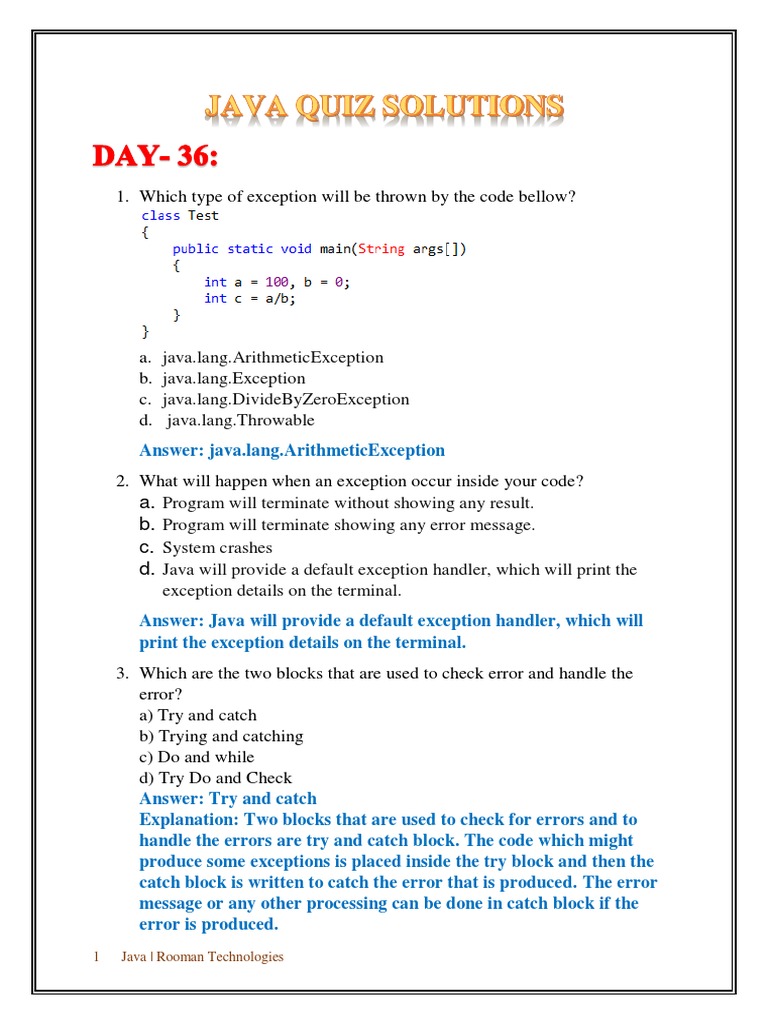 Java Quiz Solutions 8 Pdf Java Programming Language C Programming Language 6648