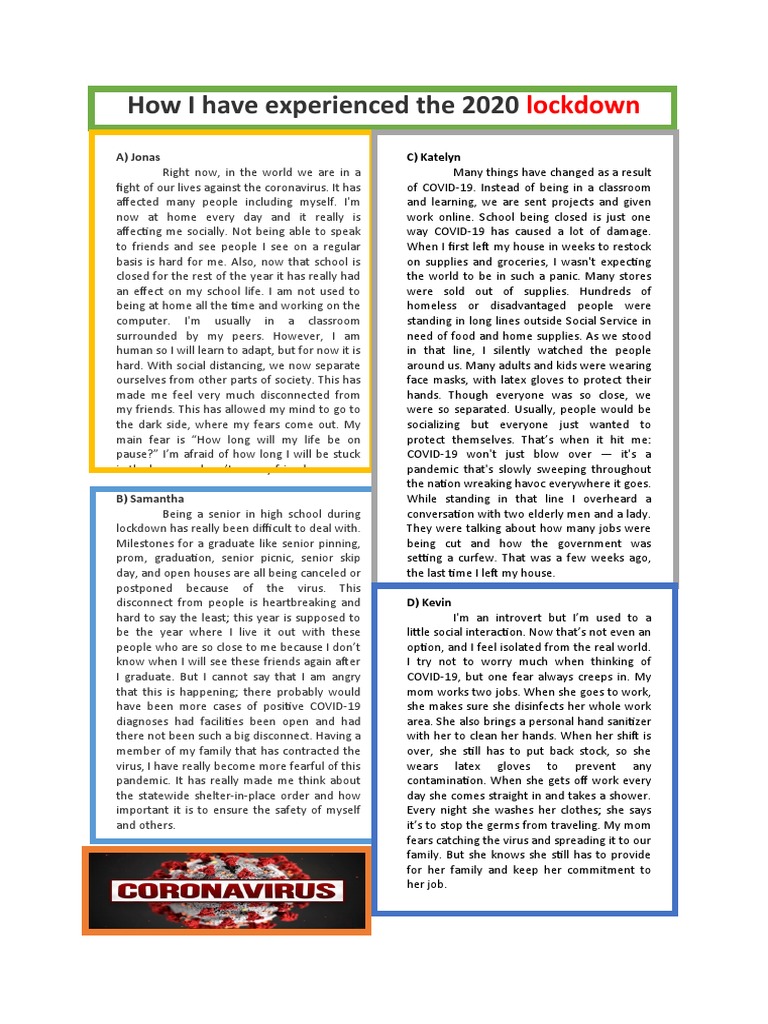 Personal Experiences of 2020 Lockdown | PDF | Epidemiology | Pandemic