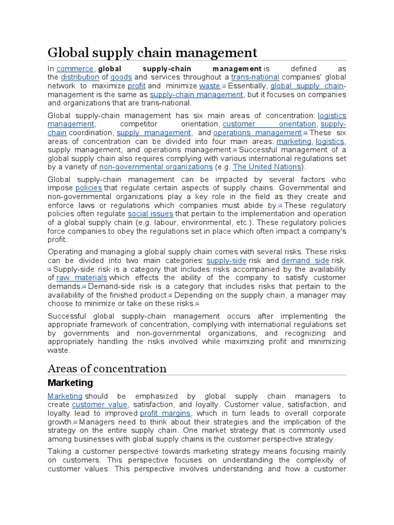 Global Supply Chain Management Guide Pdf Business