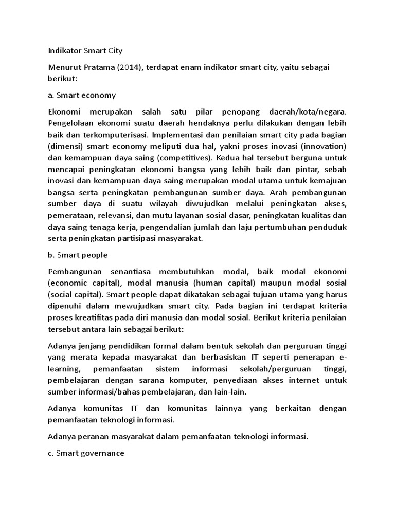 Indikator Utama Smart City | PDF