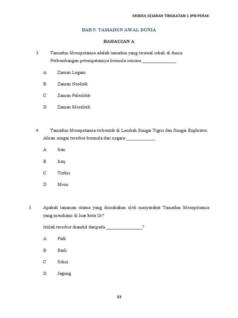 Sej T1 Bab 5 Objektif BG | PDF