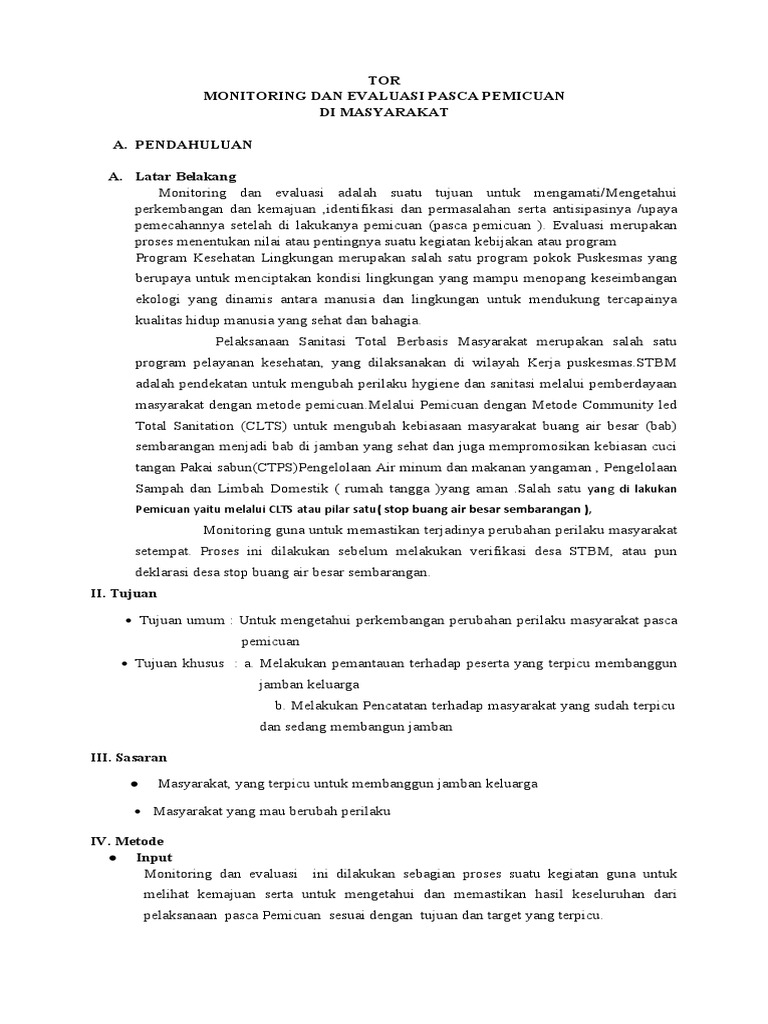 TOR Monitoring Dan Evaluasi | PDF