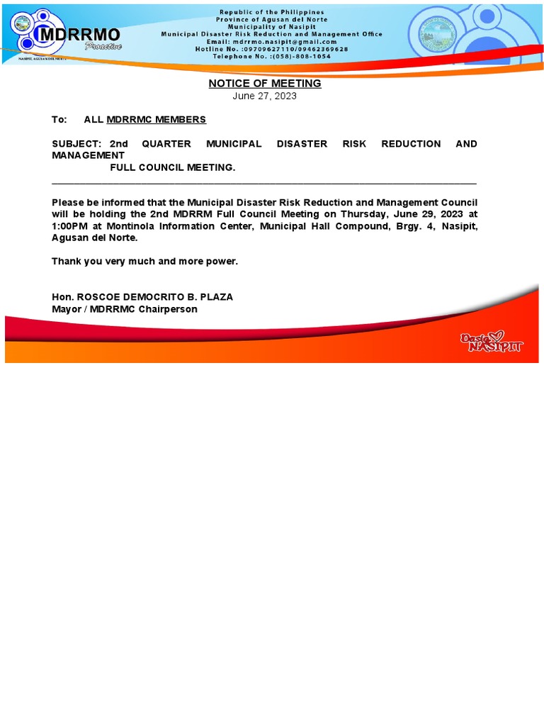 Com 2nd Q 2023 MDRRMC FCM | PDF