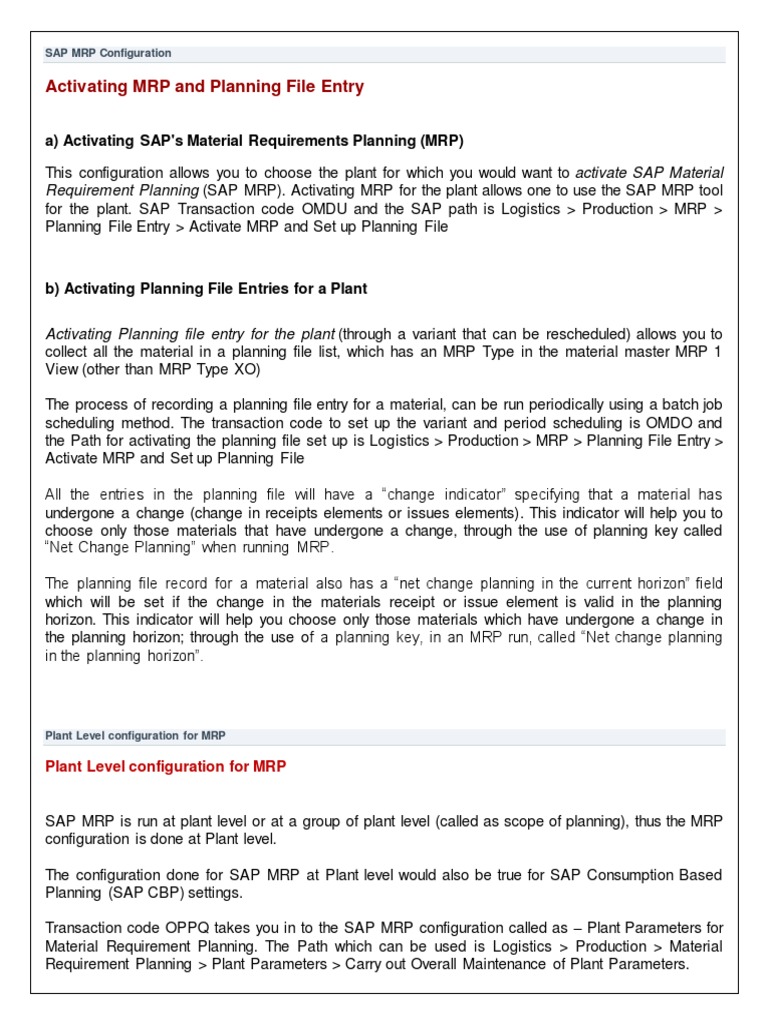 Sap MRP Configuration PP | PDF | Business Process Management | Business