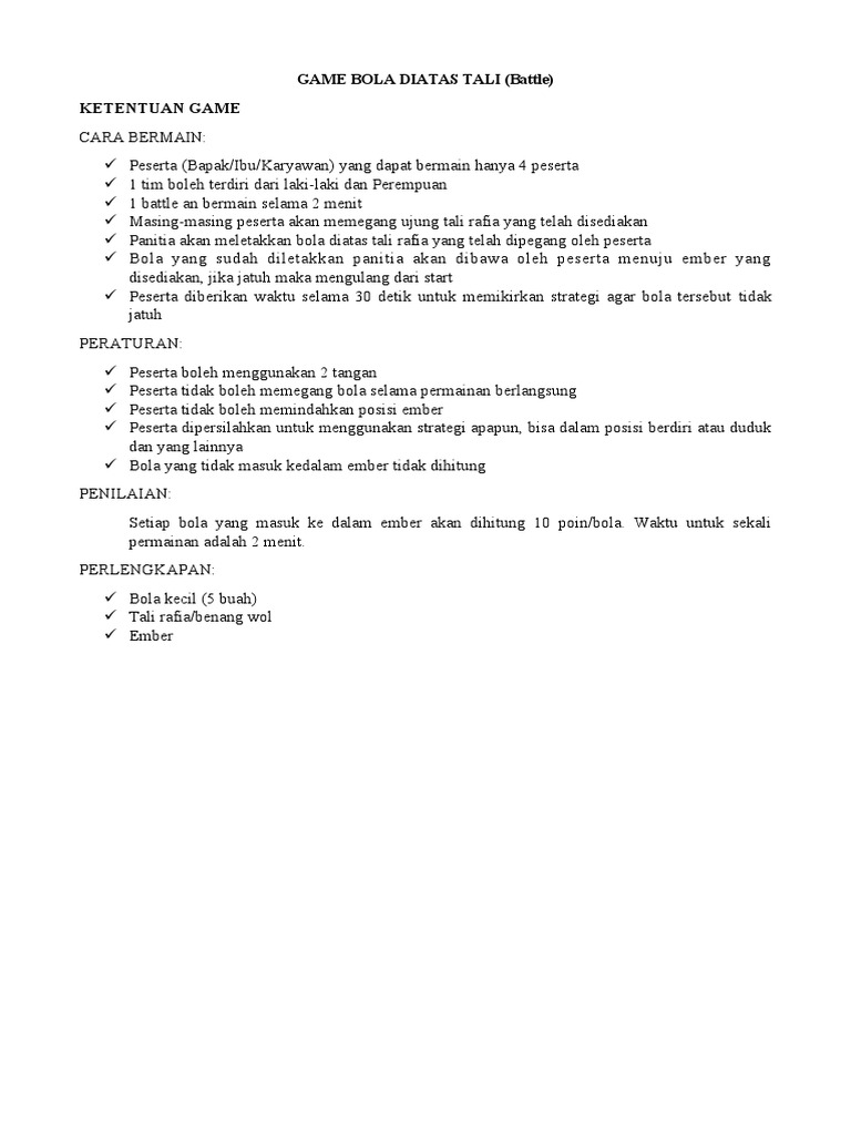Game Bola Diatas Tali | PDF