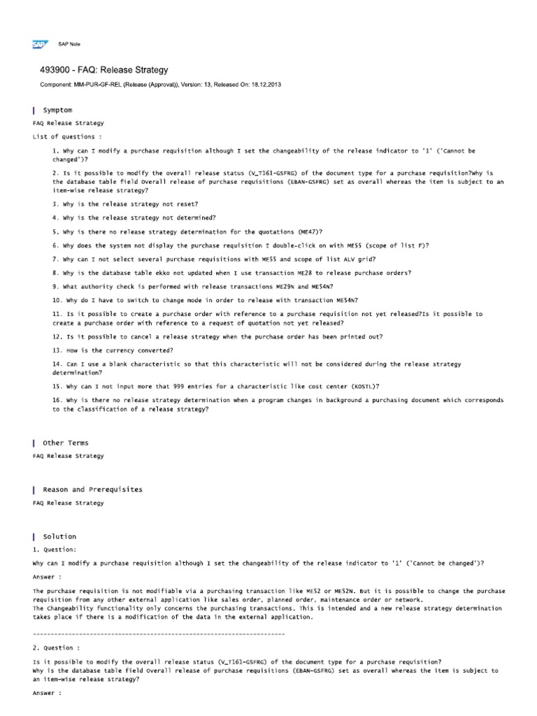 FAQ-release Strategy | PDF